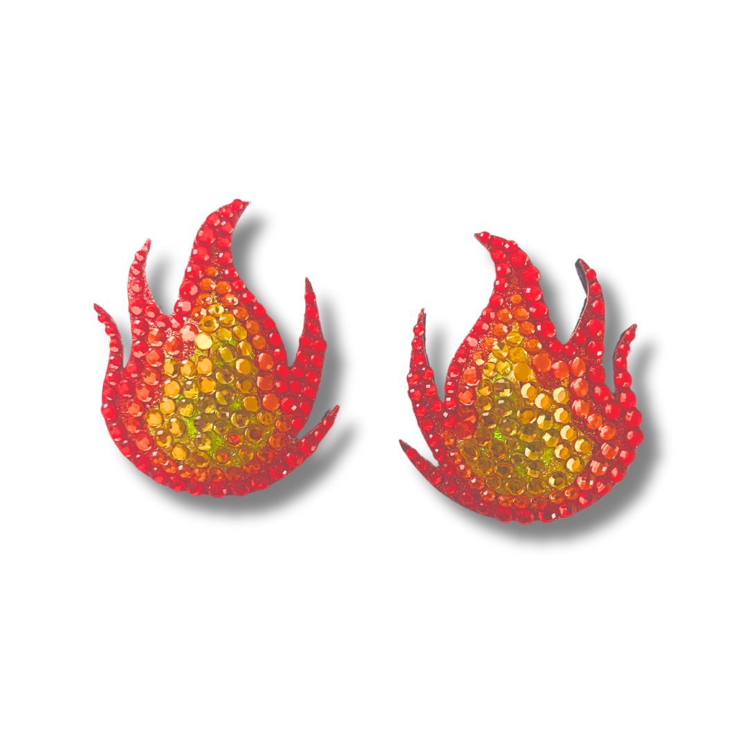 DISCO INFERNO Flame Nipple Pasties, Covers (2pcs) for Burlesque Linger