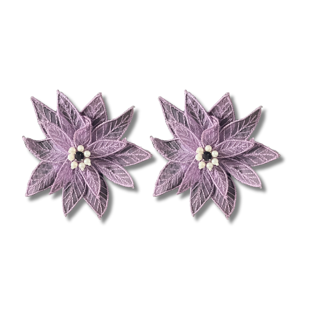 LOVELACE Purple Lace Flower with Crystals and Pearls